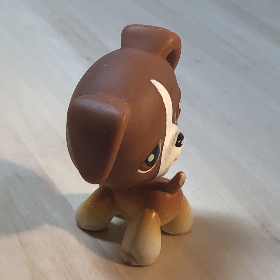 Littlest Pet Shop Boxer Dog LPS #25 Brown White Brown Eyes w/Blue Dot ...