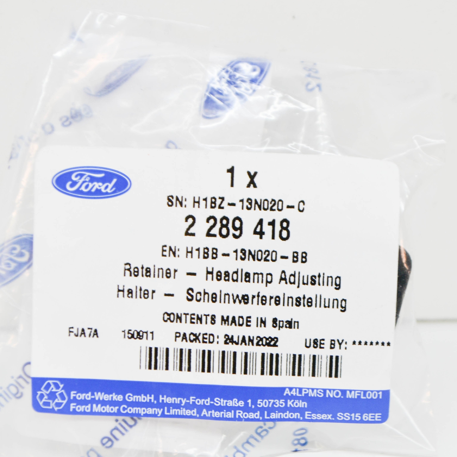 FORD FIESTA MK7 Headlamp Adjusting Retainer 2289418 H1BB-13N020-BB NEW ...