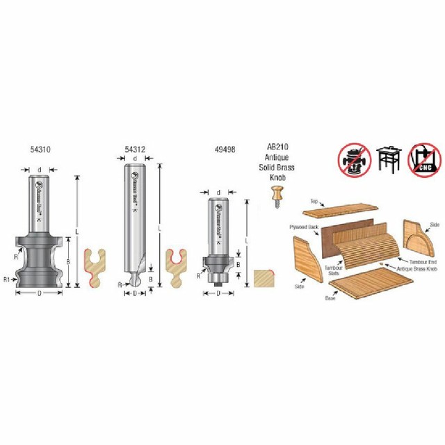 Amana Tool 54314 Tambour Door / Appliance Garage Router Bit Set for ...