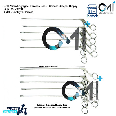 Ent Micro Laryngeal-Scissor Biopsy Cup Forcep & Grasper Shaft 2mmx25cm ...