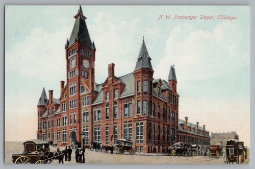 Chicago Illinois IL N.W. Passenger Railway Depot Station Postcard 1907 ...