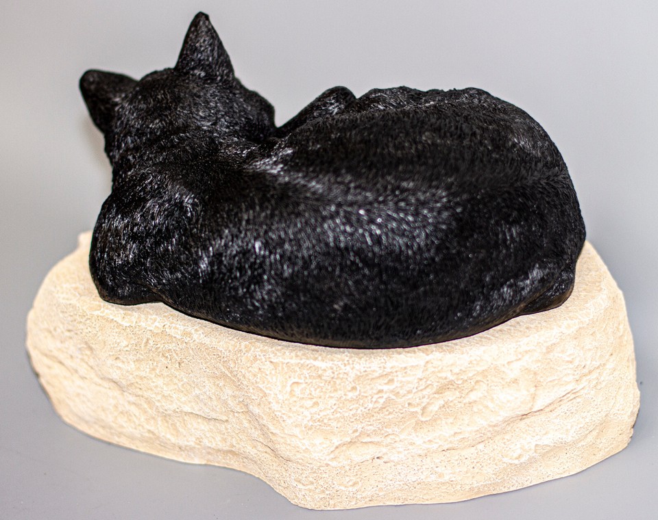 Black Cat Urn Grave Stone Keepsake Memorial Sculpture Pet Ash Souvenir ...