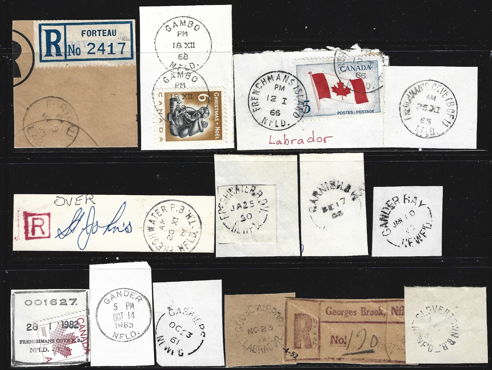 NEWFOUNDLAND - NICE SELECTION OF POSTMARKS / CANCELS ON PIECES LOT #8 ...