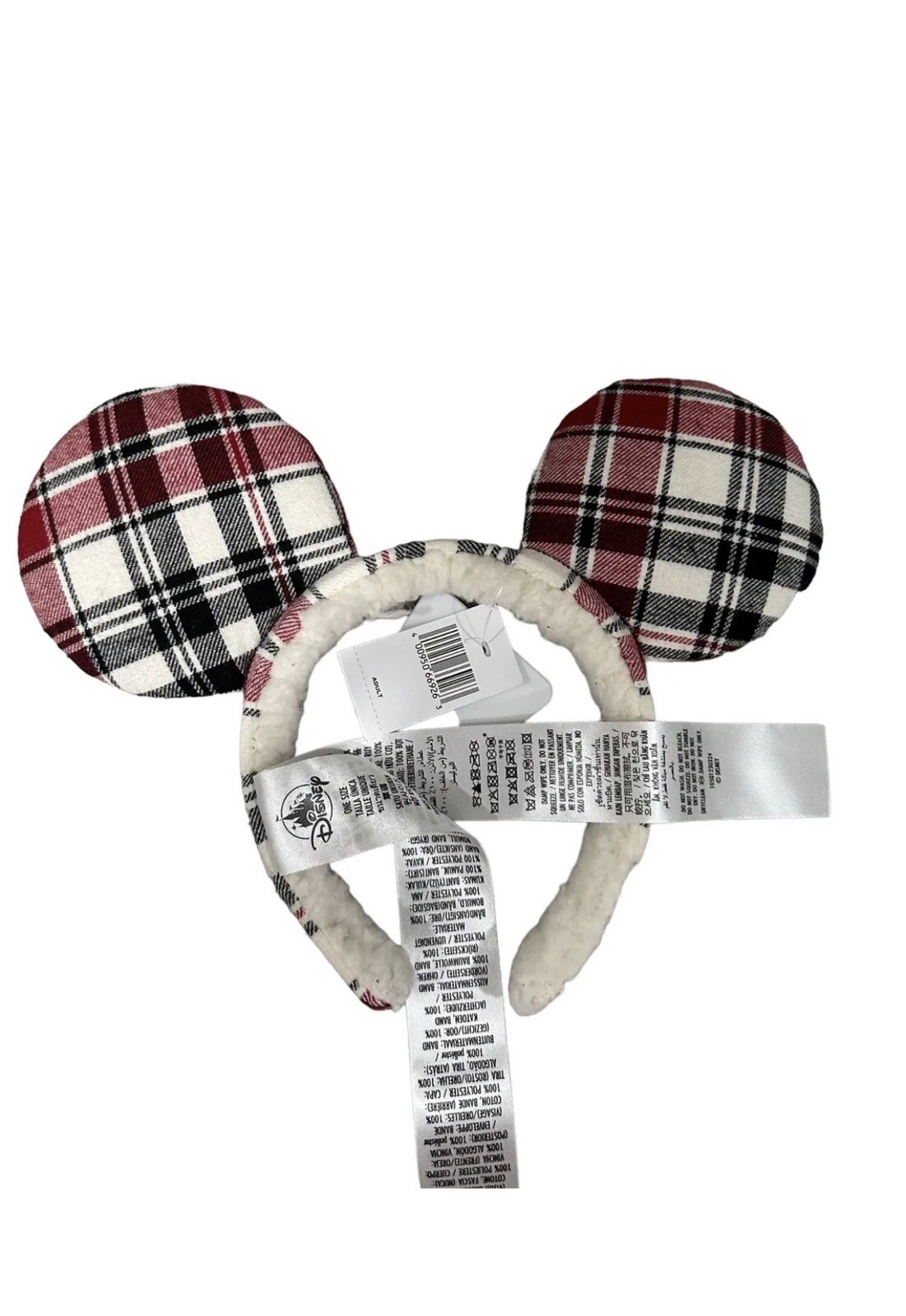 Disney Parks Mickey Mouse Ears Christmas Holiday Joy Plaid Sherpa ...