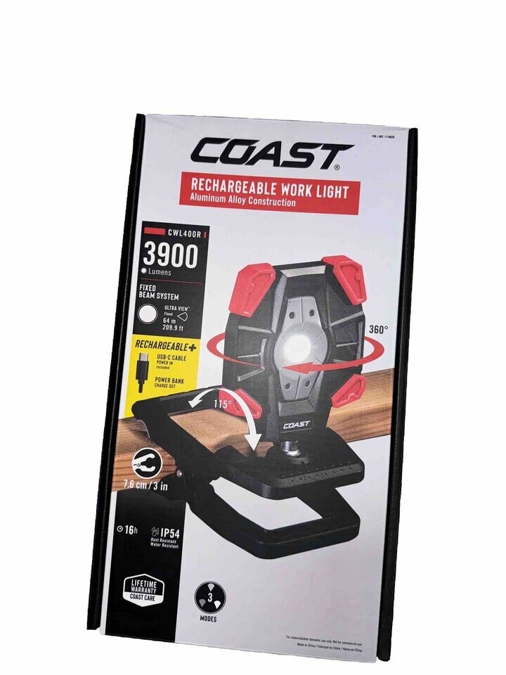 Coast Rechargeable LED Clamp Work Light 3900 Lumens CWL400R for sale ...