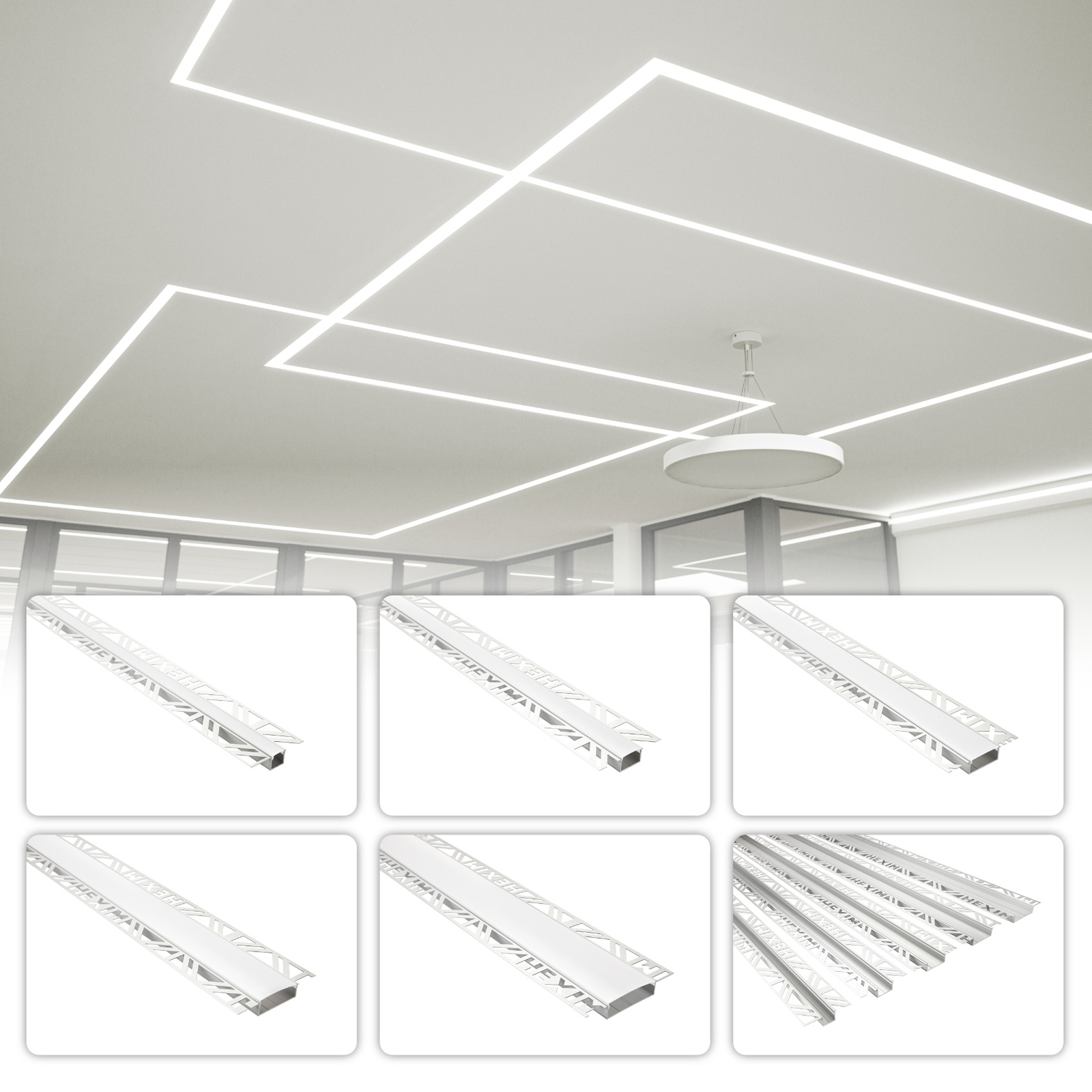 2m LED Aluprofile Trockenbau Profile Unterputz Aluminium inkl. opale ...