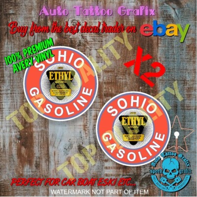 SOHIO ETHYL GASOLINE Decal Sticker Vintage PETROL OIL Hot Rod Rat Rod ...