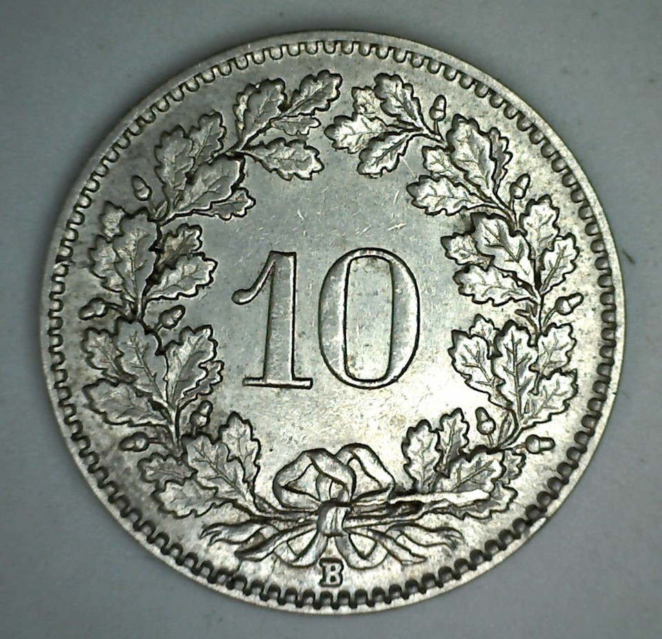 1932 B Switzerland Swiss Helvetia 10 Rappen 10 Cent Coin BU | eBay