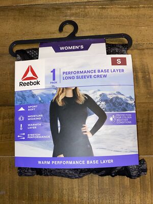 Reebok Women's Sm Warm Performance Base Layer L/S Crew Shirt Snake ...
