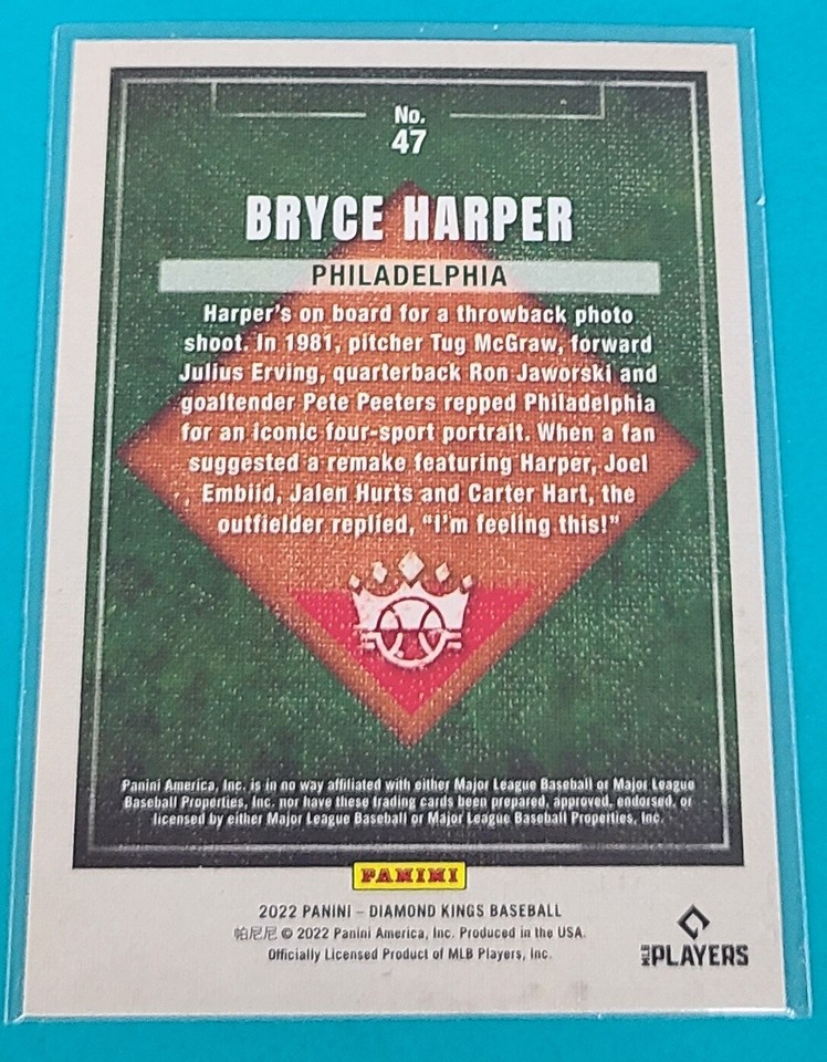 2022 Panini Diamond Kings #47 Bryce Harper Phil Phillies BASEBALL Card ...