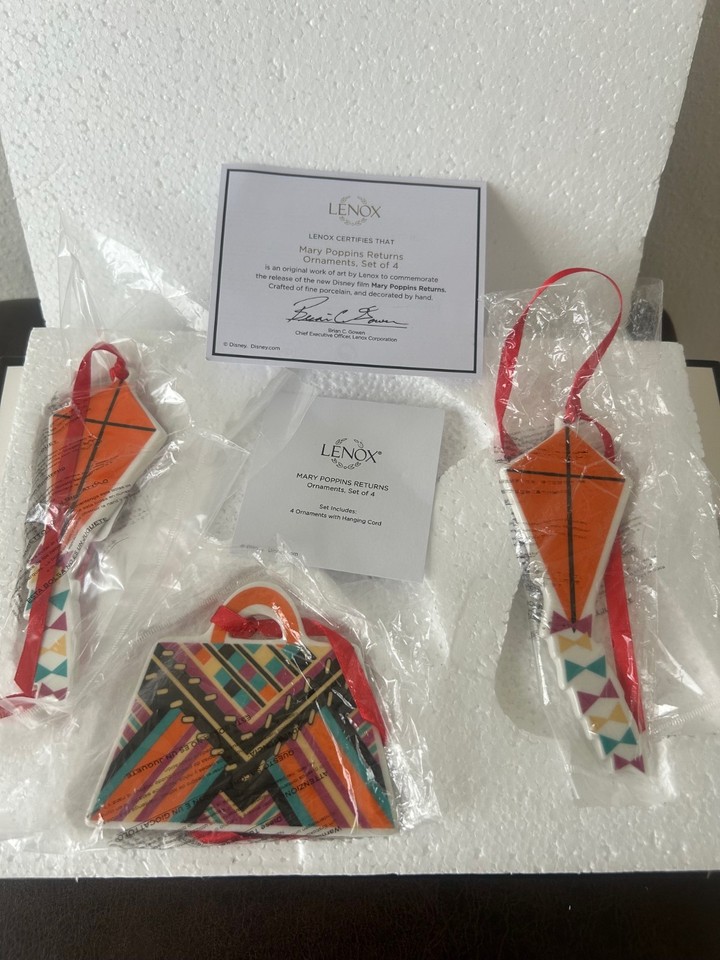 Lenox DISNEY Mary Poppins Returns Set of 3 Christmas Ornaments In Box ...