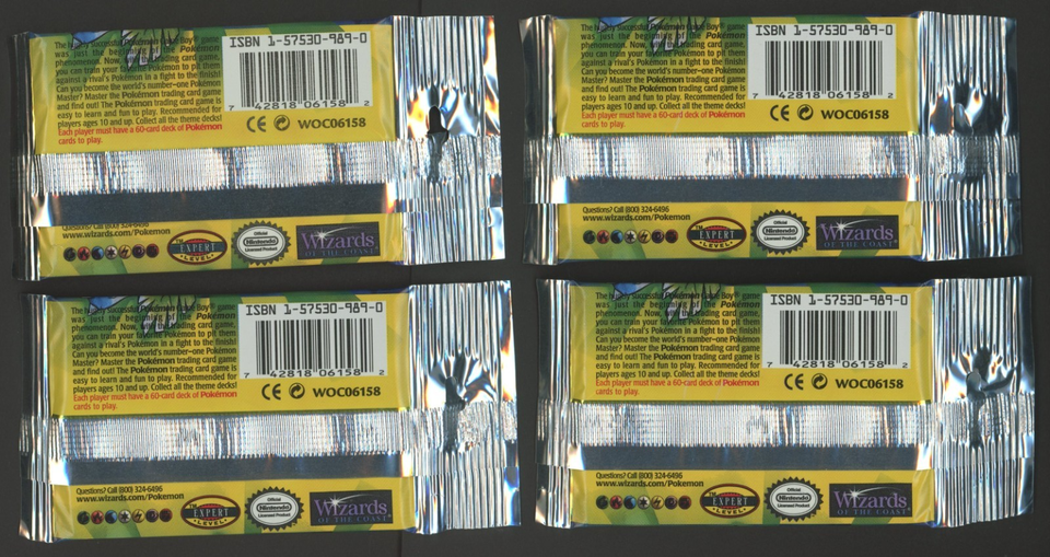 Lot (4) 1999 Pokemon Base Set Booster Pack Sealed Long Crimp Venusaur ...