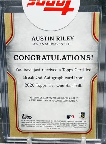 Austin Riley 2020 Topps Tier One Certified Breakout Auto /150 BRAVES🔥 ...