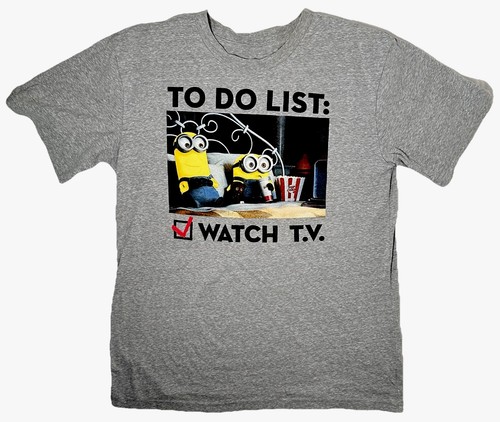 Minions Kids XL Graphic Print Gray Short Sleeve T Shirt “To Do List ...