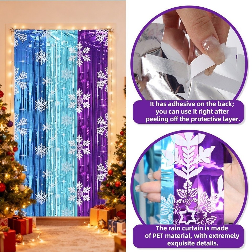 Rain Curtain Snowflake Print 1x2m Blue Wall Hanging for Party ...