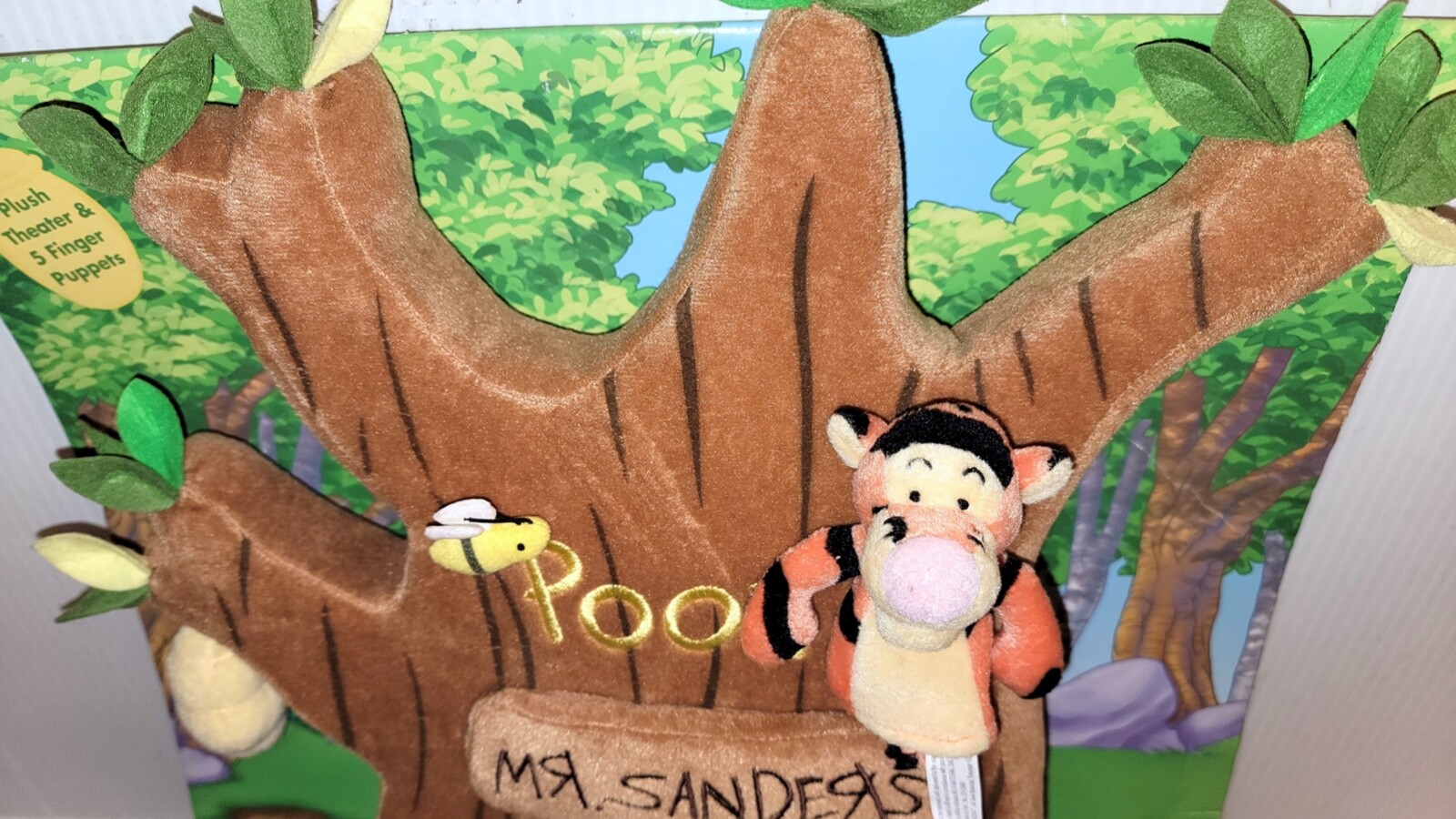 Disney Store Plush Winnie The Pooh Mr Sanders Tree House 5 Finger ...