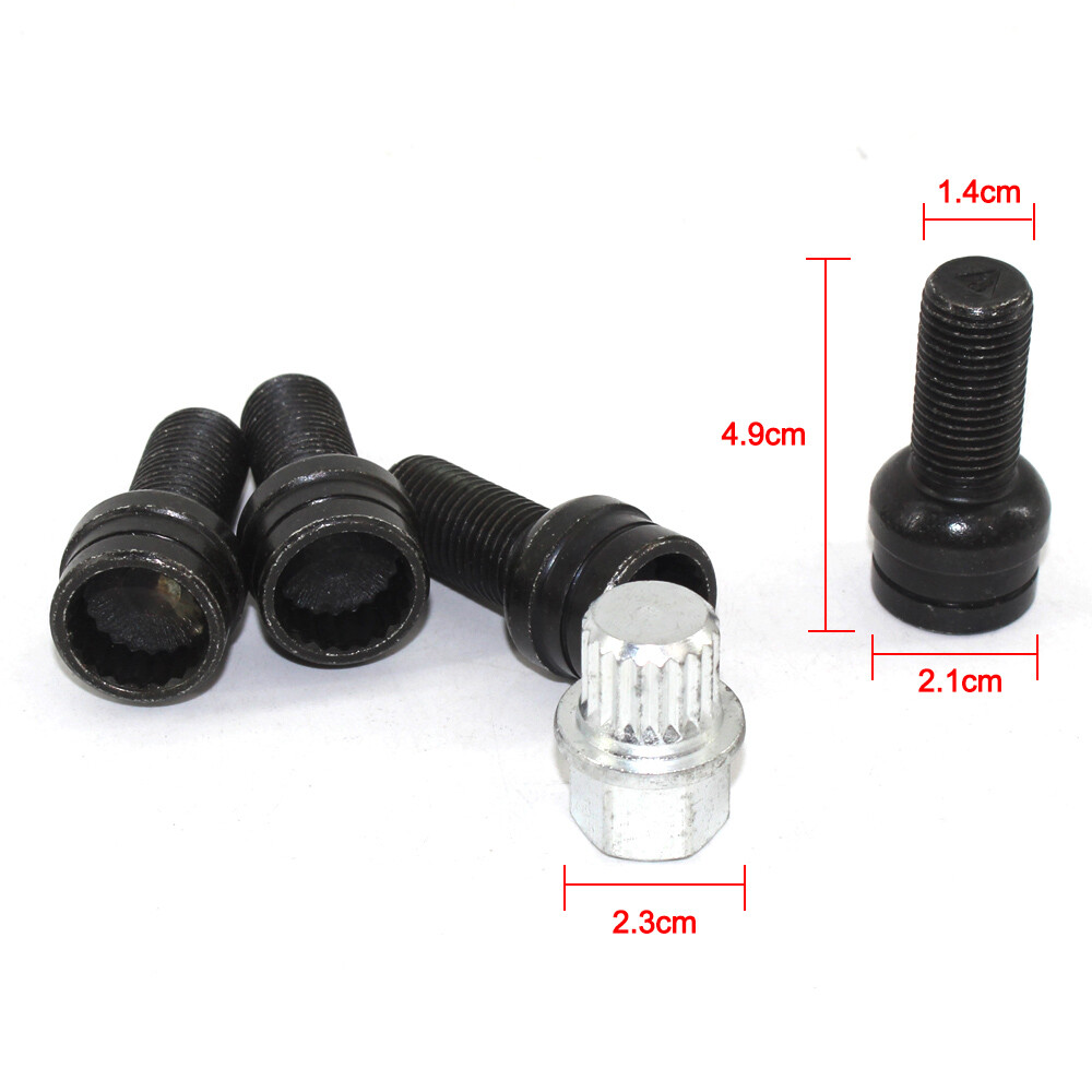 Car Wheel Bolt Lock Lug Nut Set W/Key 14mm For Golf Jetta Beetle Passat ...