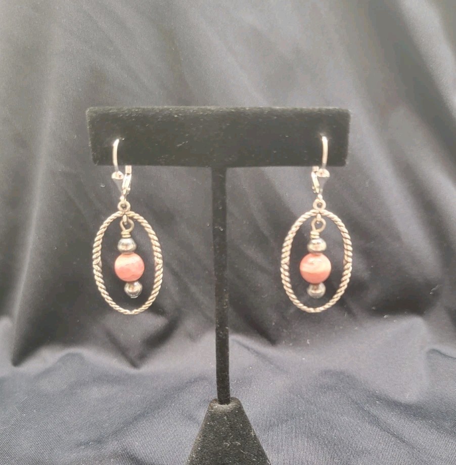 Carolyn Pollack Rope Framed Rhodochrosite Bead Dangle/Drop Silver ...