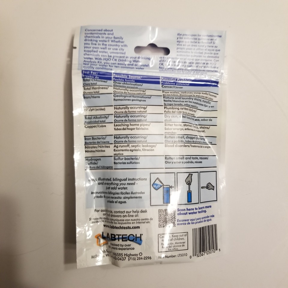 LabTech H2O OK Drinking Water Analysis Kit NEW. Made In the USA | eBay