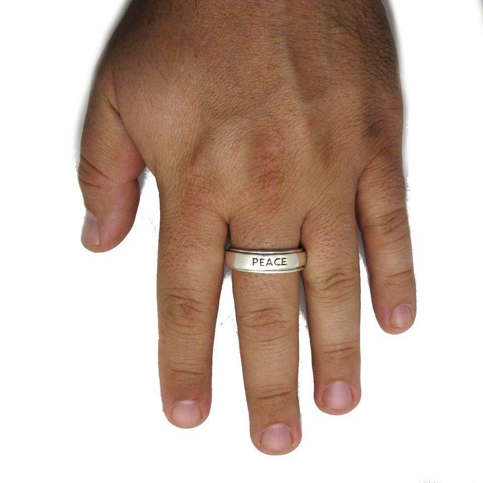 Genuine Sterling Silver Ring Spinner Band Hallmarked Solid 925 Peace ...