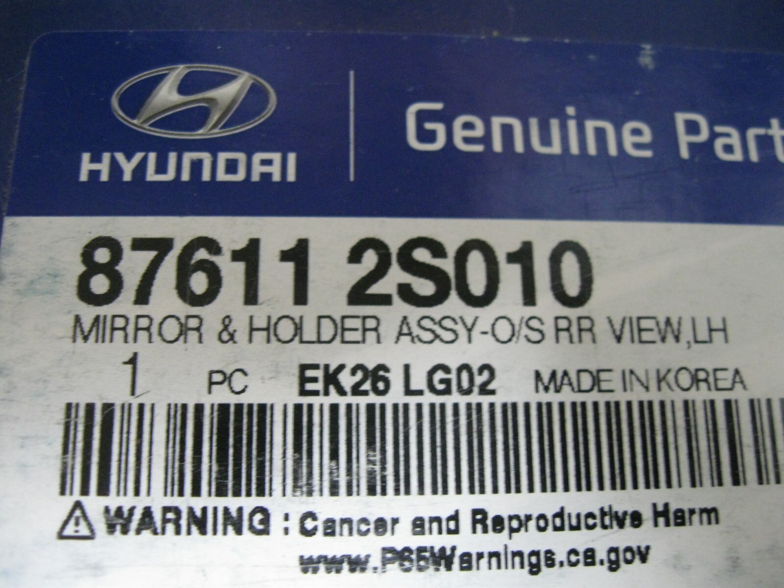 Hyundai 87611-2S010 Left Rear View Mirror & Holder for 09-14 Tucson | eBay