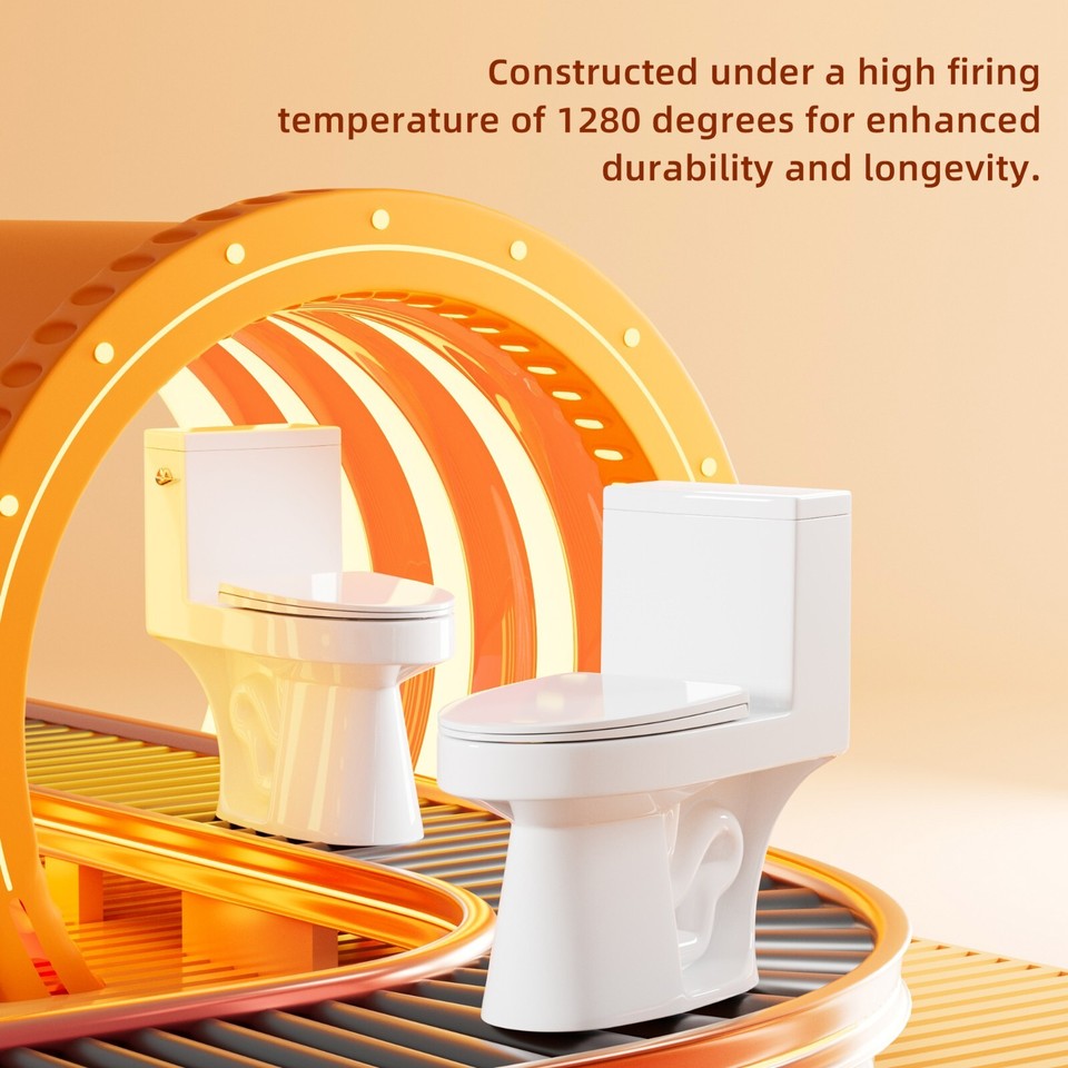 One-Piece Elongated Toilet with Comfort Height & Siphonic Jet Flush ...