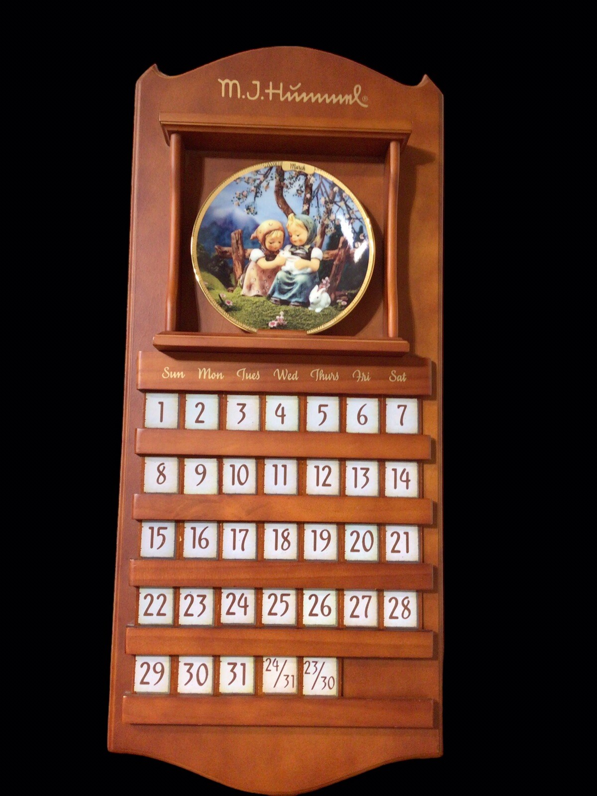 VTG M.J. Hummel Seasons of Joy Perpetual Wood Calendar Tiles, 12 Plates ...