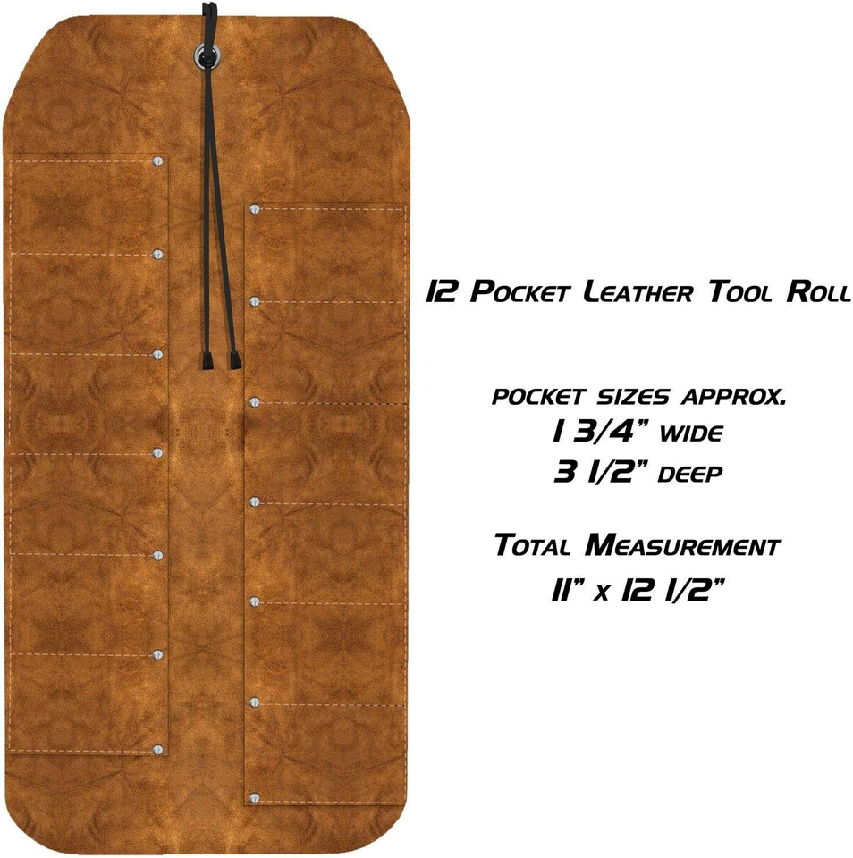 UJ Ramelson 12 Pocket Leather Tool Roll Holder, Durable Rollable Roll ...