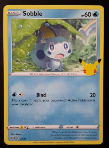 Sobble 24/25 Non Holo McDonalds 25th Anniversary Promo Pokémon Card ...