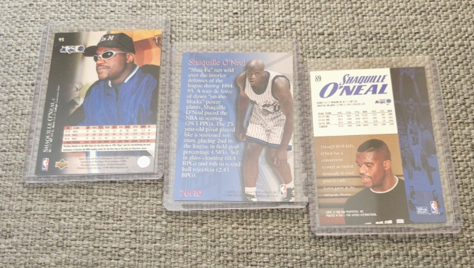 3 SHAQ 1995 CARDS 1995 UPPER DECK #95-1995 FLEER METAL 7 OF 10-1995 ...