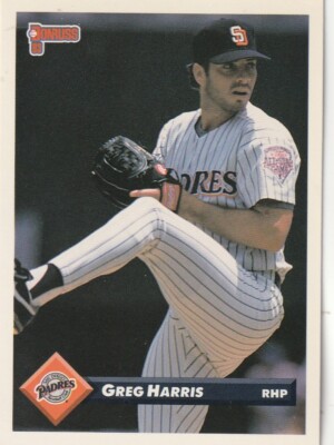 FREE SHIPPING-MINT-1993 Donruss Greg Harris #154 PLUS PADRES BONUS ...