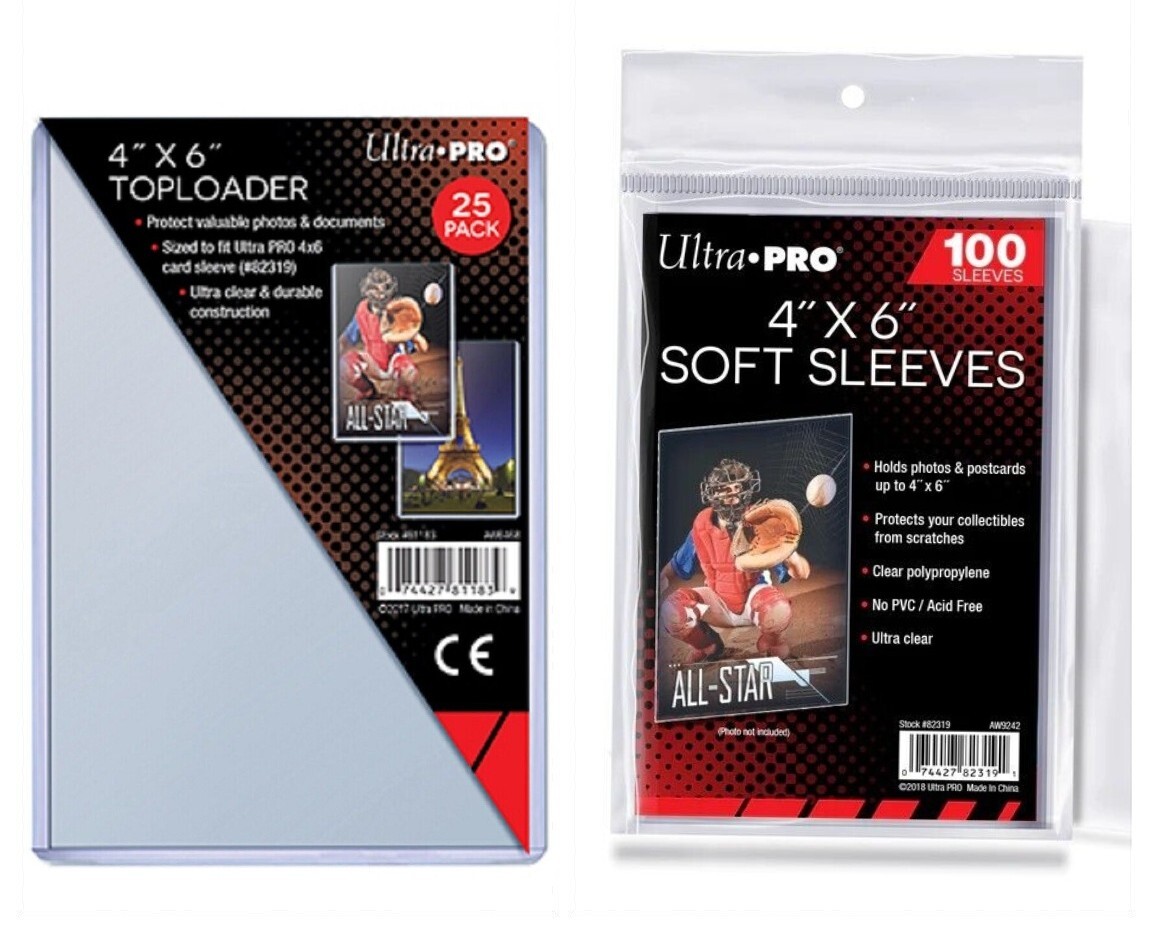4" X 6" Ultra PRO Clear Toploaders Top Loaders Pack of 25 & 100 Soft ...