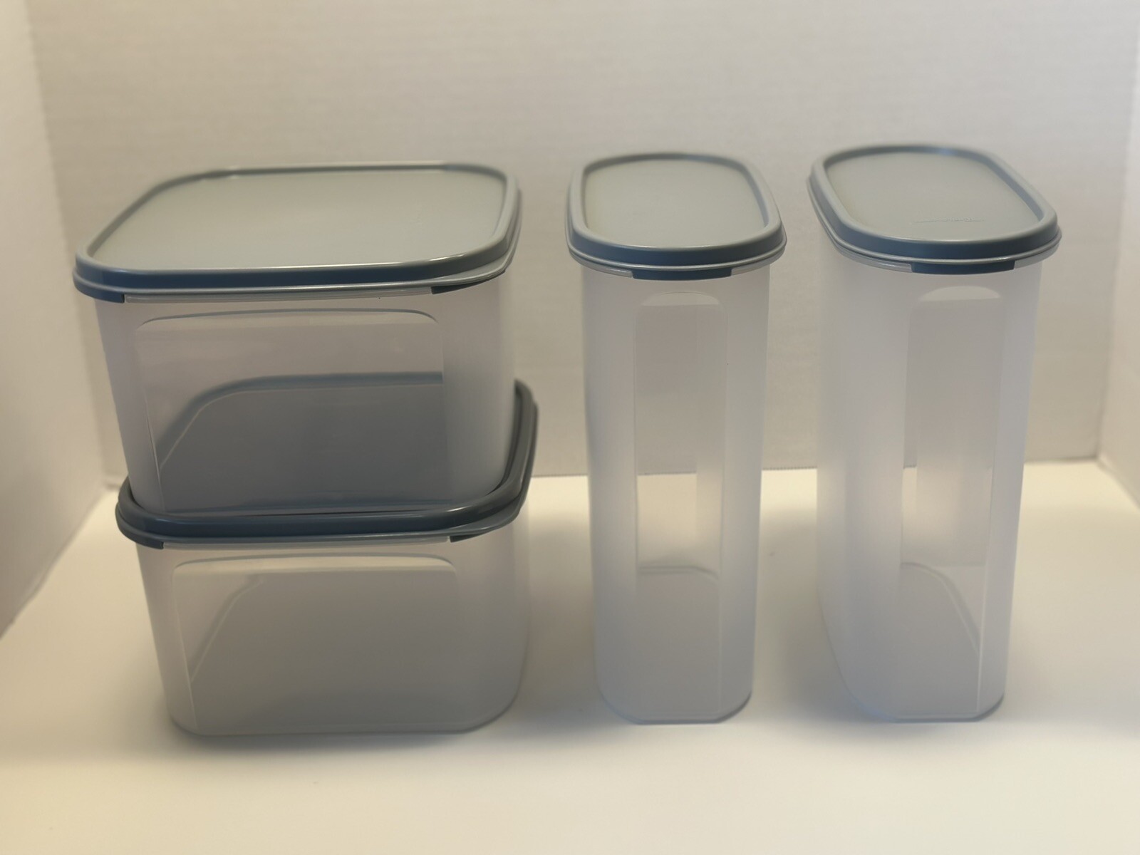 Tupperware Modular Mates Clear / Grey With Lids Square 2.6 L 2.3 L (Set ...