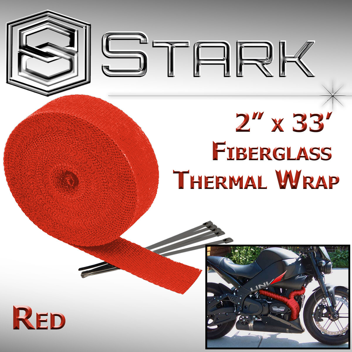 Red Exhaust Wrap Motorcycle Stainless Steel Collars For Exhaust Wrap