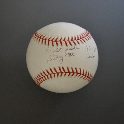 Billy Ott 62-64 Cubs Signed Inscribed MLB Selig Baseball Auto B&E ...
