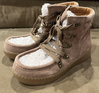 Zodiac Suede Faux Shearling Ankle Boots - Pierson Women's Mushroom New ...