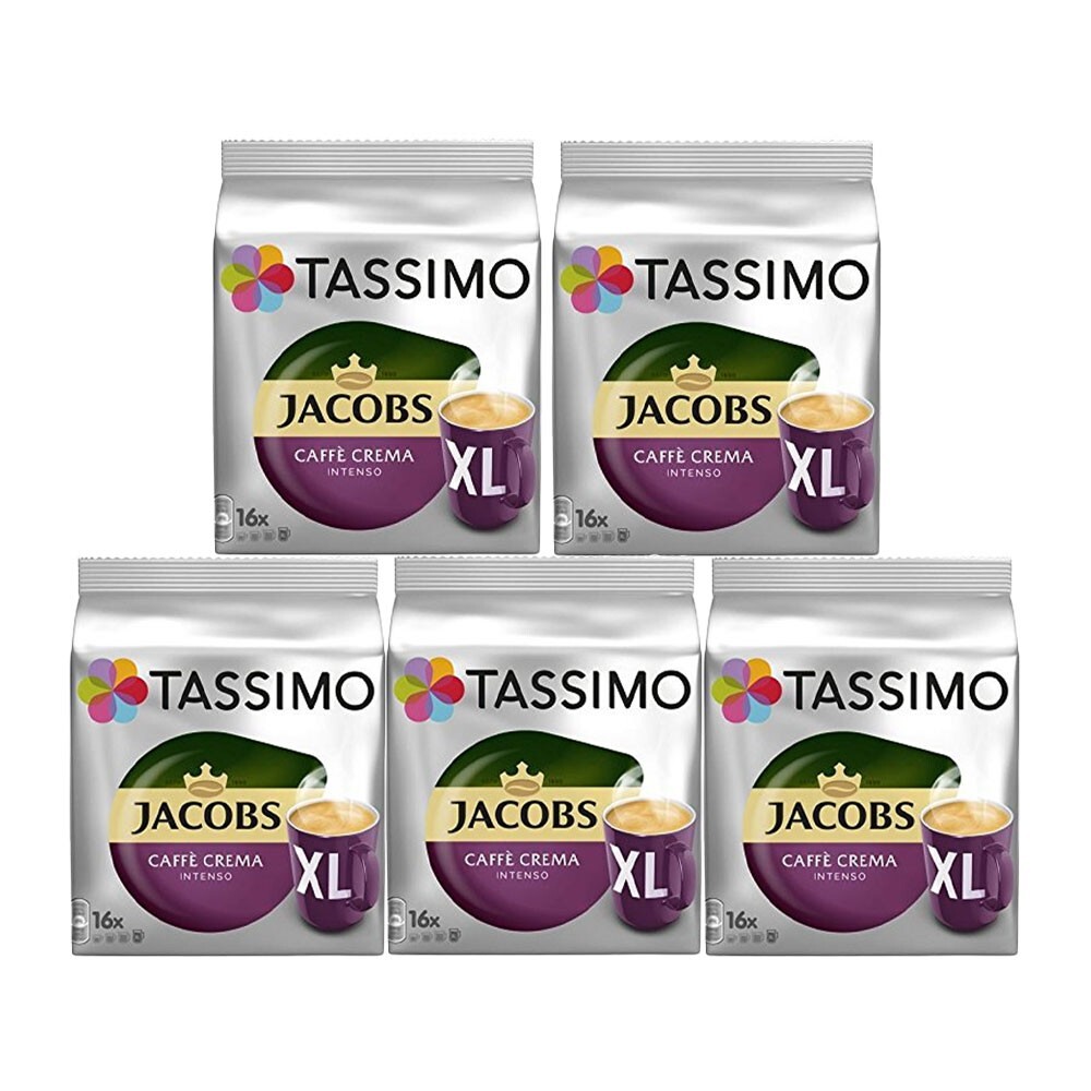Tassimo Coffee Pods Jacobs Caffé Crema Intenso XL 5 Packs (80 Drinks ...