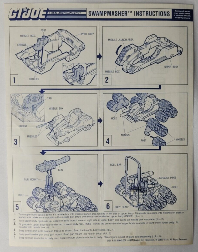 1988 Hasbro GI Joe Replacement Instructions-Blueprints-Swampmasher | eBay