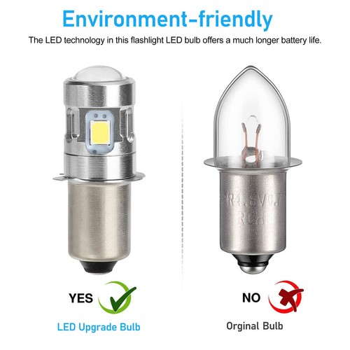 2X P13.5S LED Flashlight Light Bulbs Upgrade D/C Cell 6000K White Super ...
