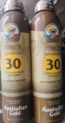 2 PACK - AUSTRALIAN GOLD EXOTIC BLEND SPF 30 CONTINUOUS SPRAY Exp Date ...