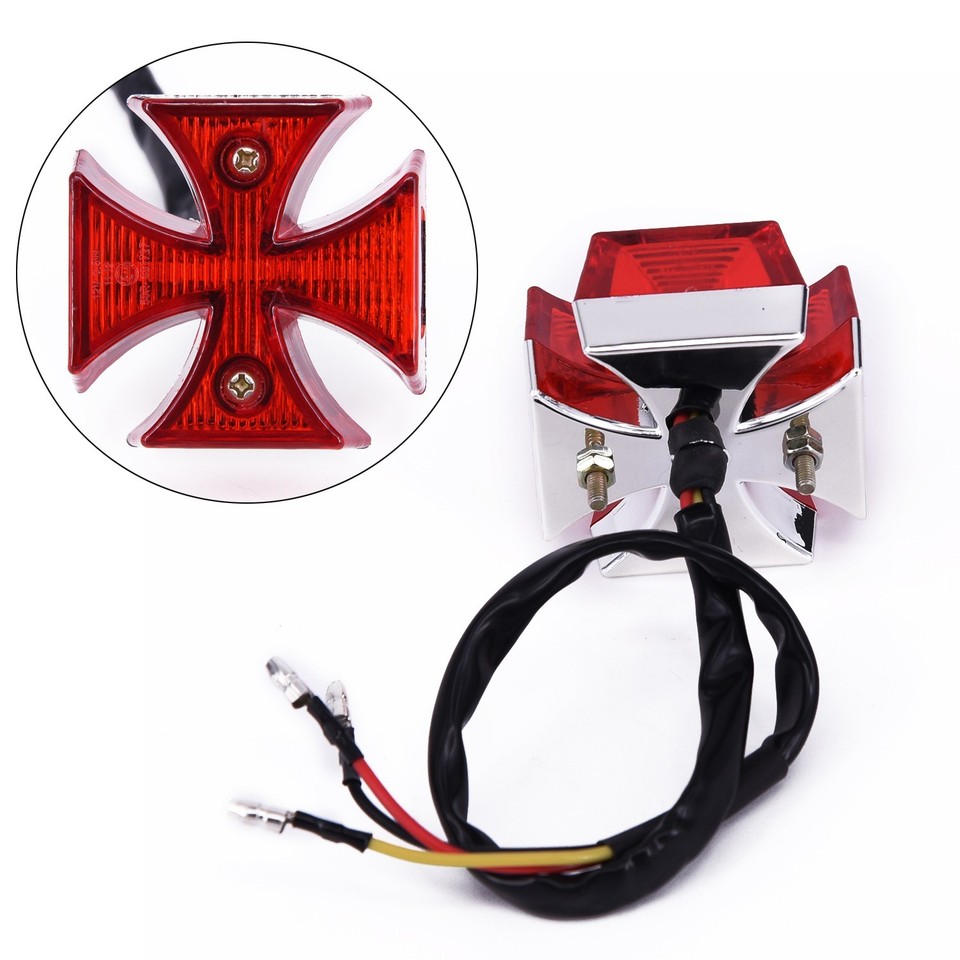 Motorcycle Choppers Practical Maltese Cross LED Rear License Plate Tail ...