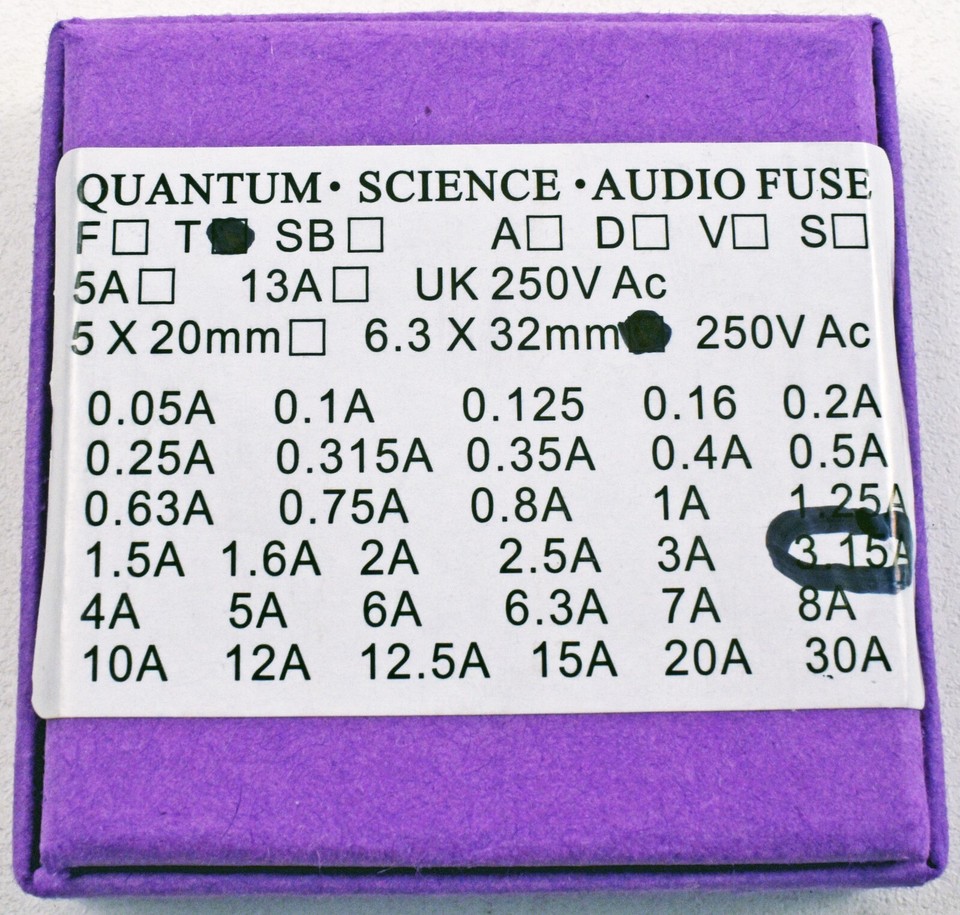 Quantum Science Audio series Large SLO BLO 3.15AMP Violet Fuse $711 ...
