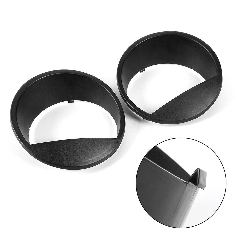 2x Black Front Light Headlight Accessories Trim Cover For Jeep Wrangler ...