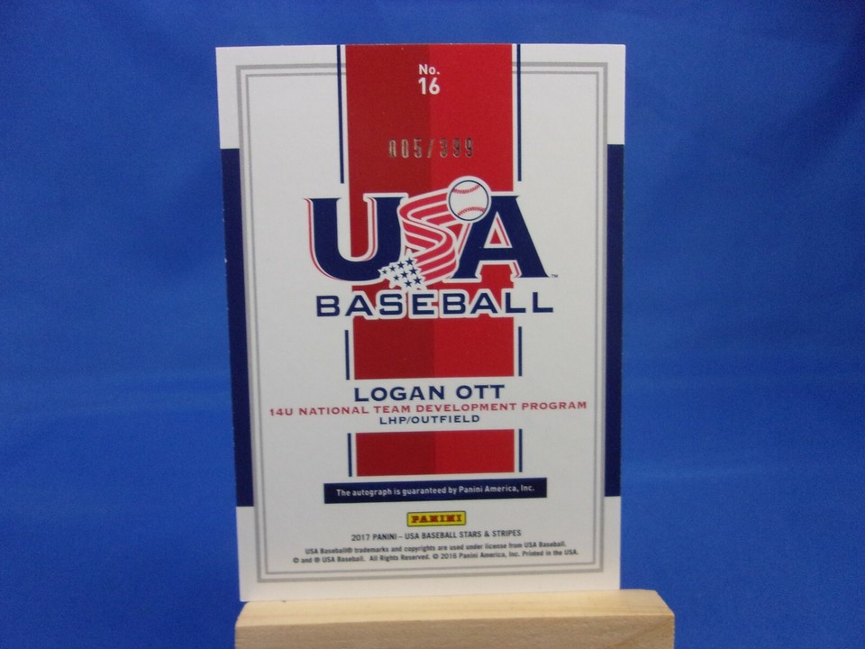 USA Baseball 2017 14U Signatures Autograph AUTO Logan Ott 16 005/399 | eBay