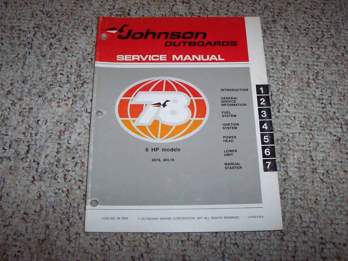 1978 Johnson 6 HP Models Outboard Motor Shop Service Repair Technical Manual xo | eBay