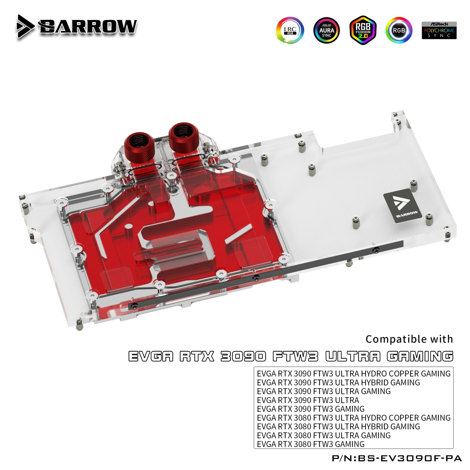 Barrow Full GPU Water Block For EVGA RTX 3080 3090 FTW3 Ultra Gaming ...