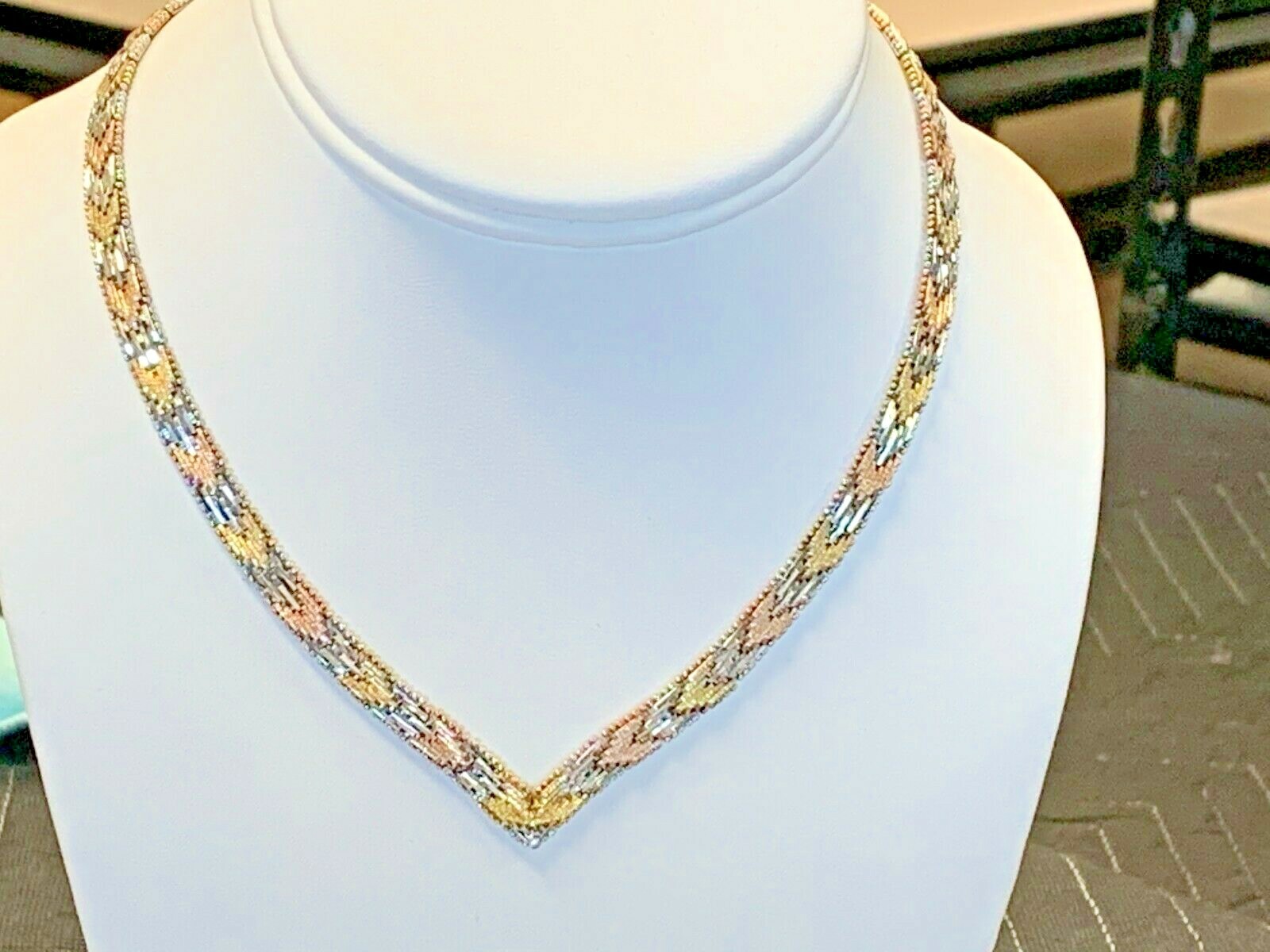 ESTATE ITALY VERMEIL TRI COLOR SILVER .925 NECKLAC… - Gem