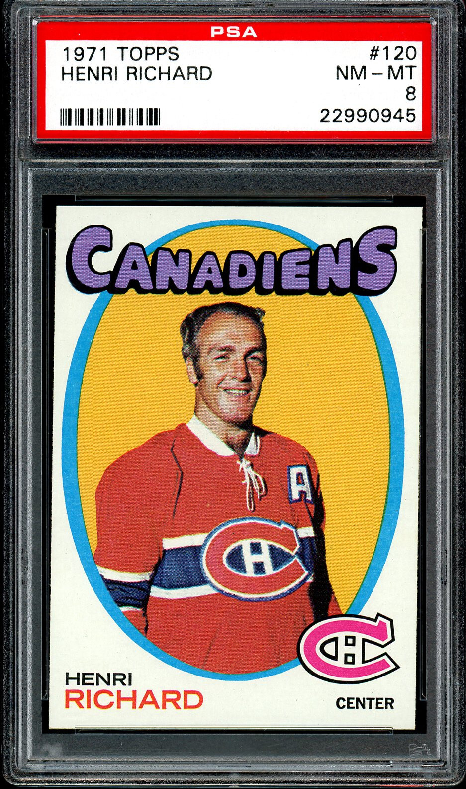 1971-72 Topps Hockey NHL #120 Henri Richard HOF PSA 8 NM-MINT Montreal ...