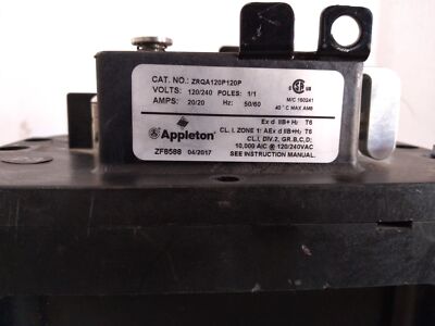 APPLETON ZRQA120P120P 120/240V 1/1POLE 20/20AMPS 50/60HZ | eBay