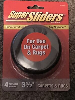 Super Sliders 4-Pack 3-1/2 Round Non-Adhesive Reusable Plastic Carpet ...